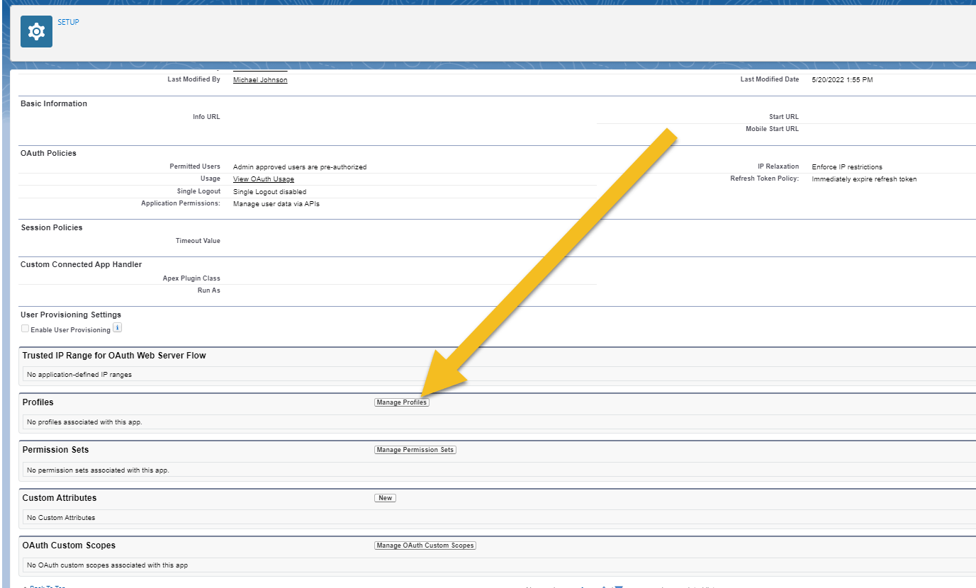 Salesforce Connected app add approved profile